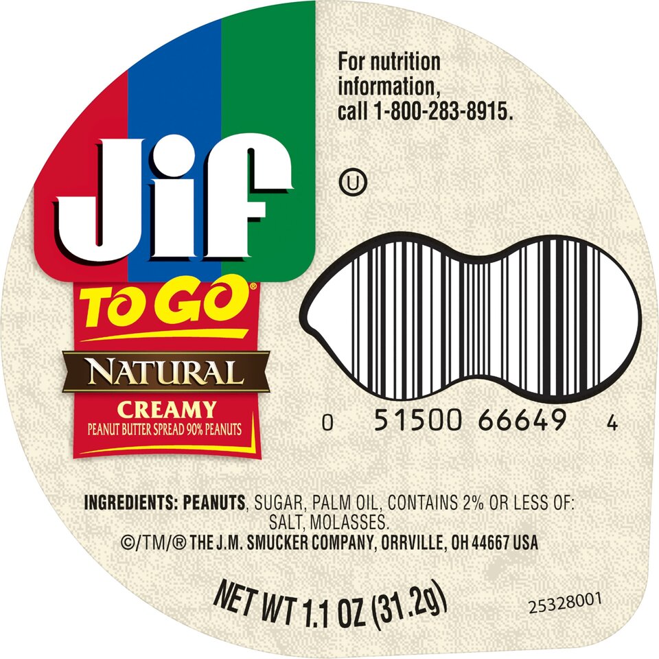 Jif To Go® Natural Creamy Peanut Butter Spread